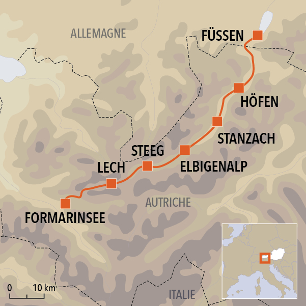 Randonnée liberté en itinérance sur le Lechweg dans le tyrol autrichien